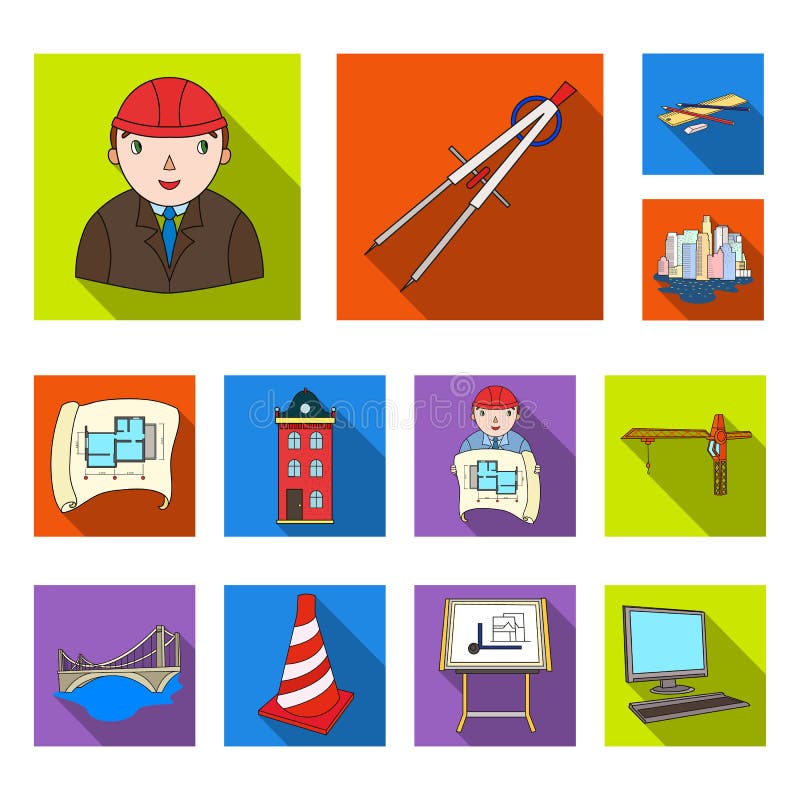 Architecture and Construction Flat Icons in Set Collection for Design ...