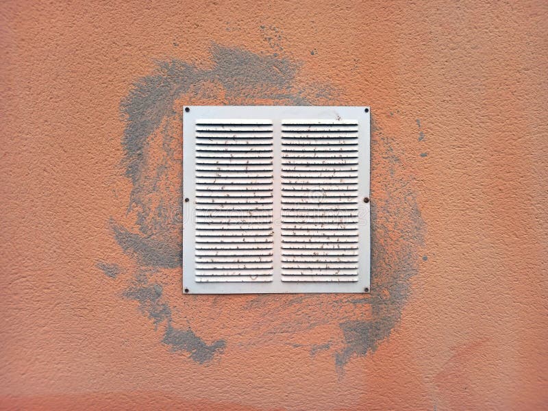 Old White Ventilation Grille on Old Painted Cement Wall. Close Up of ...