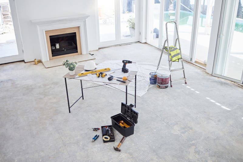 Architecture, Construction and Tools on Table in Home Interior for ...