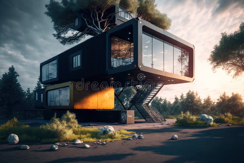 Architecture Container Modern Futuristic Design Stock Illustration ...