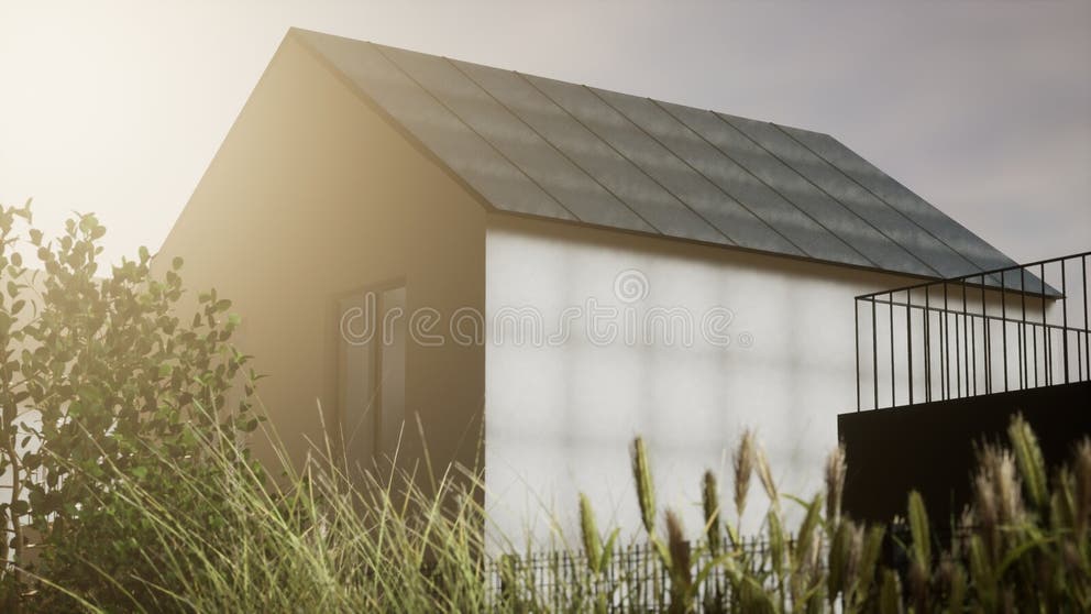 Architecture 3d Rendering Illustration of Modern Minimal House in ...