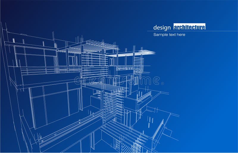Facade of Modern Terrace Residence Building in Wire Frame Stock Vector ...