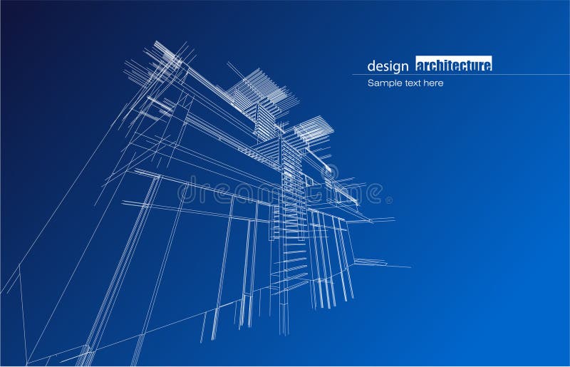 Side Wide View of Cubic Building Structure in Wire Frame Stock Vector ...
