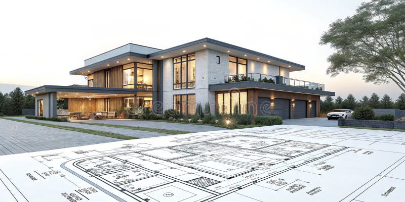 Architecture Design: Blueprint Plan - Illustration of a Plan Modern ...