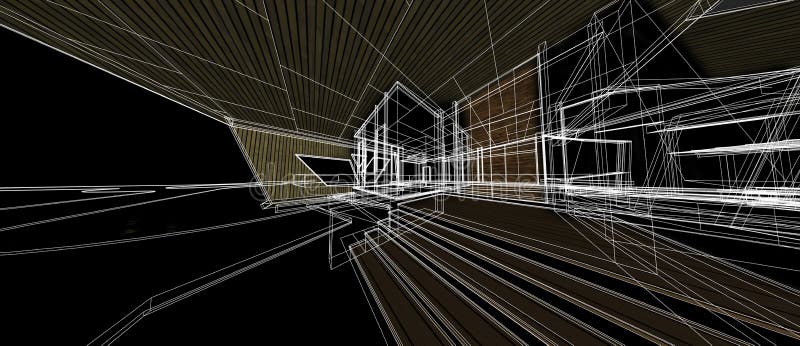 Architecture Design Concept 3d Perspective Wire Frame Rendering ...
