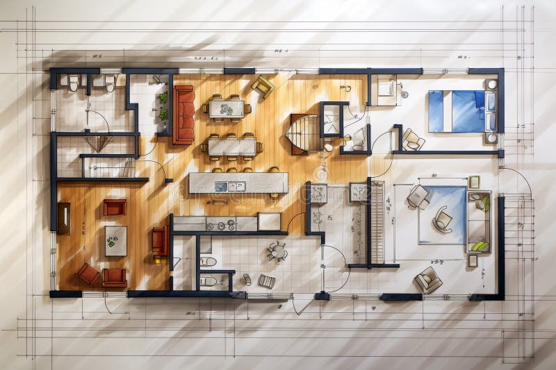 Abstract Architecture Drawing and Planning Background Illustration ...