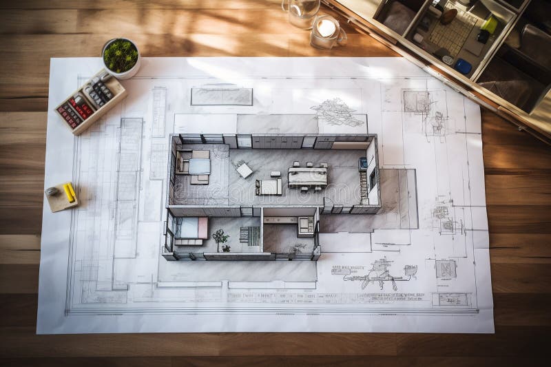 Abstract Architecture Drawing and Planning Background Illustration ...