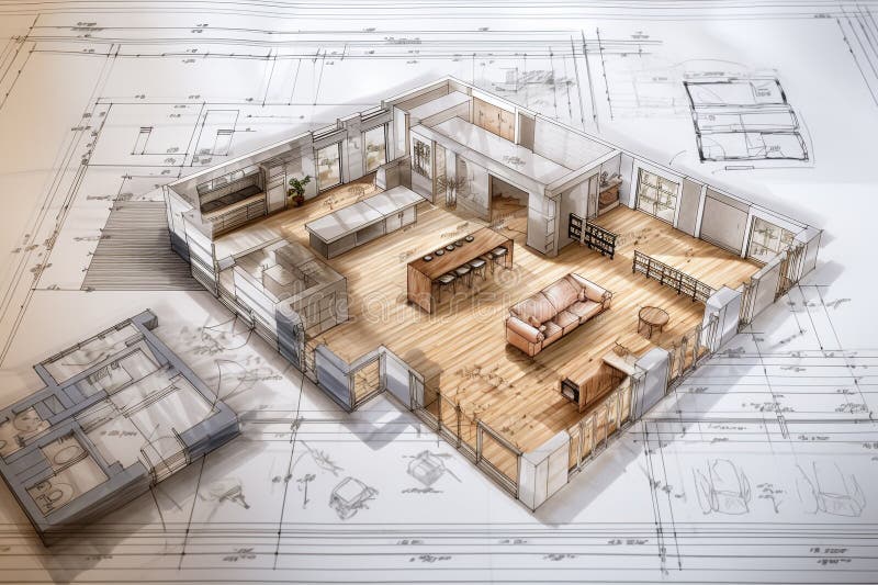 Abstract Architecture Drawing and Planning Background Illustration ...