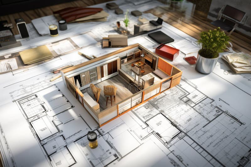 Abstract Architecture Drawing and Planning Background Illustration ...