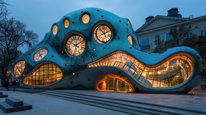 Architecture Design Incorporates Melting Clock Facades, Warped ...