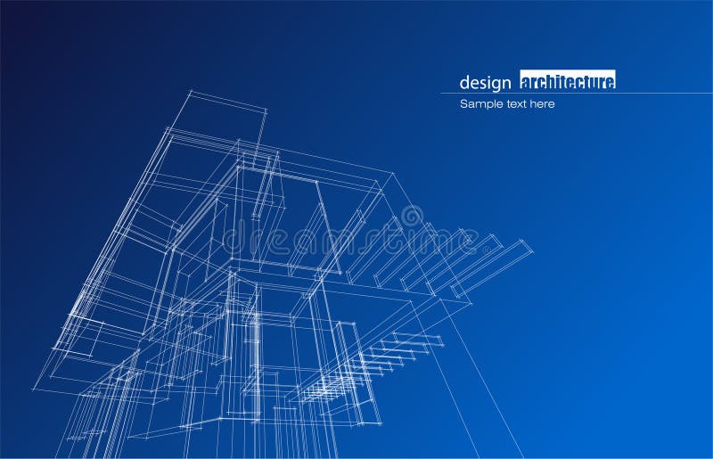 Modern Architecture Wireframe Design Card Stock Vector - Illustration ...