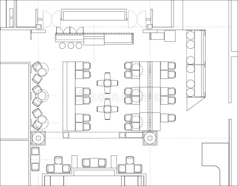 Architecture Design Petit Café Top View Plan Vectoriel. Illustration de ...