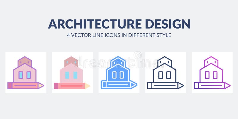 Architecture Design Vector Icon with Variations. House Construction ...