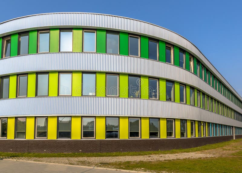 Architecture Detail of School in Bright Colors Stock Photo - Image of ...