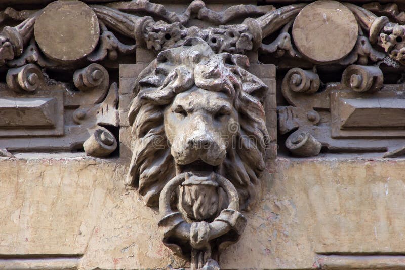 Architecture Detail with Lion`s Head Stock Image - Image of background ...