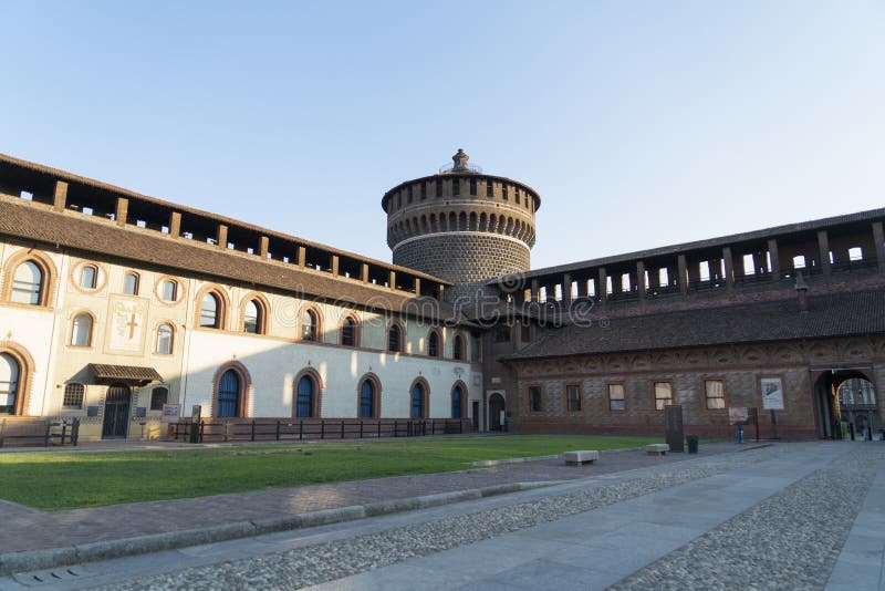 Architecture Details with Castello Sforzesco from Milano Stock Image ...