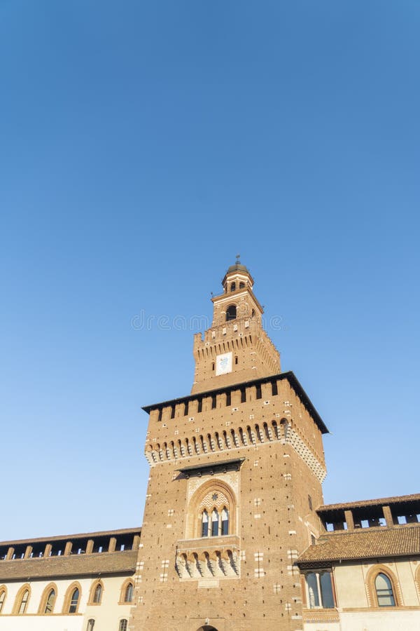 Architecture Details with Castello Sforzesco from Milano Stock Image ...