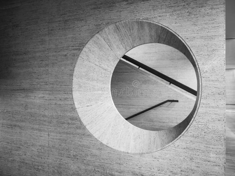 Architecture Details Round Frame Staircase Grey Wall Tiles Minimal ...