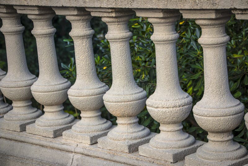 A Balcony with Stone Pedestals and Railings with Balustrades. Stock ...