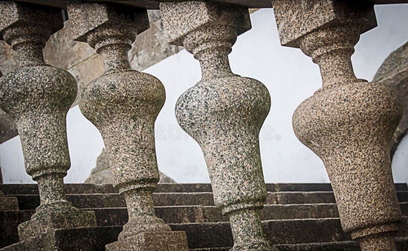 A Balcony with Stone Pedestals and Railings with Balustrades. Stock ...