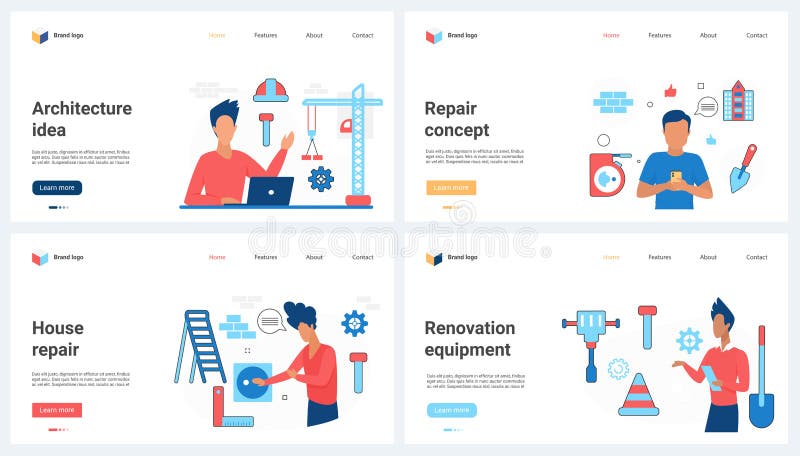 Architecture Development, Construction Technology Set, People with ...