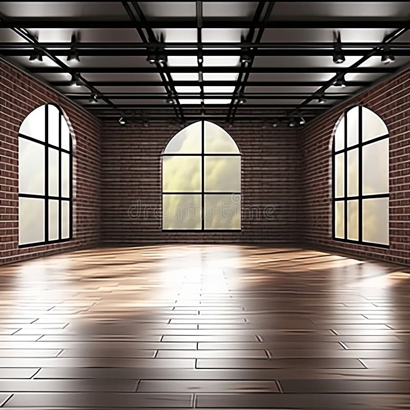 Architecture Dramatic Light Empty Dance Room Interior , Generated by AI ...