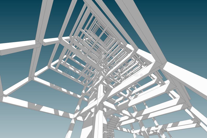 Architecture Drawing Building Structure 3d Illustration Stock ...