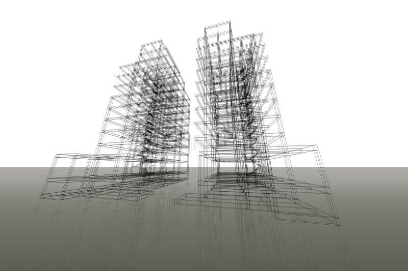 Architecture Drawing Building Structure 3d Illustration Stock ...