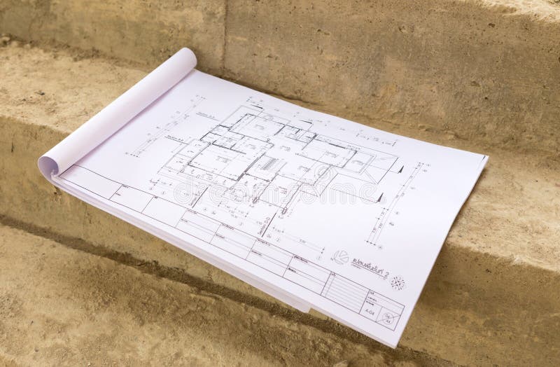 Architecture Drawings in Hand on House Building Stock Image - Image of ...