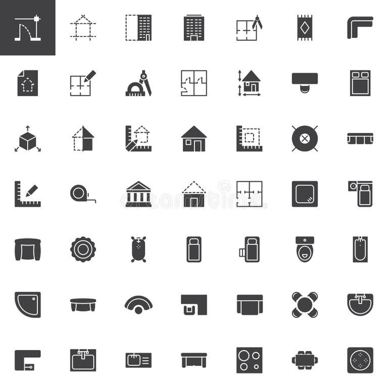 Architecture Elements Vector Icons Set Stock Vector - Illustration of ...