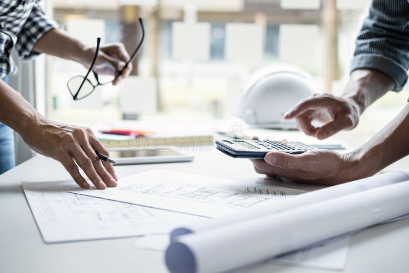 Architecture Engineer Teamwork Meeting, Drawing and Working for ...