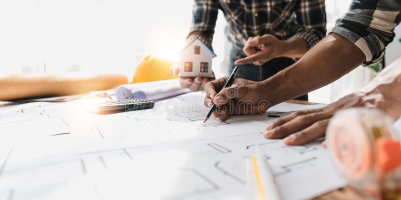 Architecture Engineer Teamwork Meeting Working for Architectural ...