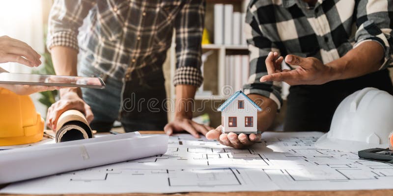 Architecture Engineer Teamwork Meeting Working for Architectural ...