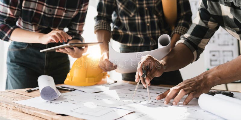 Architecture Engineer Teamwork Meeting Working for Architectural ...