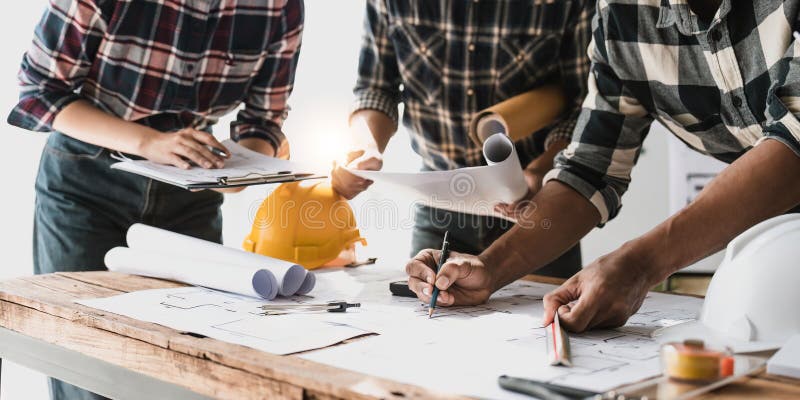 Architecture Engineer Teamwork Meeting Working for Architectural ...