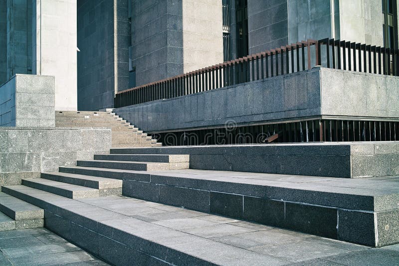 Exterior of Front Steps and a Platform at the Main Entrance To Modern ...