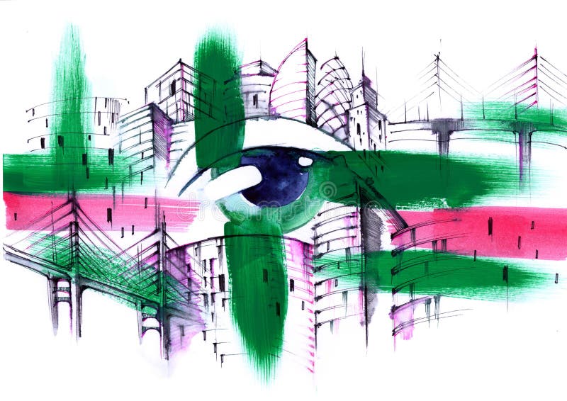 Architecture and eye stock illustration. Illustration of modern - 198857001