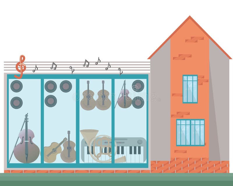 Architecture Facade of a Music House. Vector Illustration Background ...