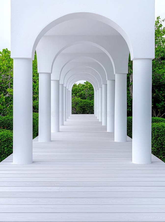 The Architecture Features White Columns, a Modern Building with ...