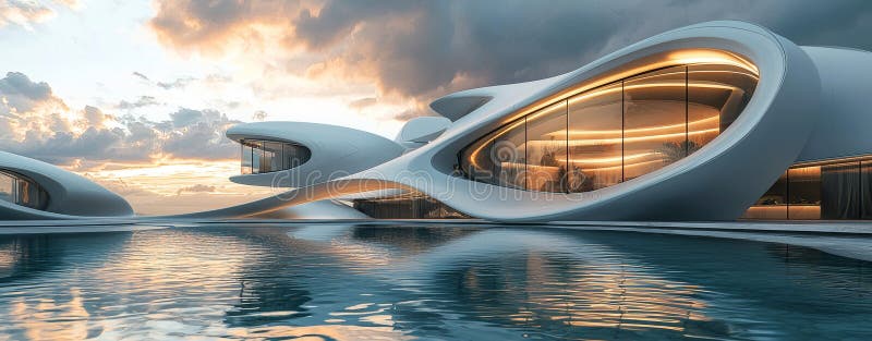 Architecture Featuring a White Base with Cyan Accents, Characterized by ...