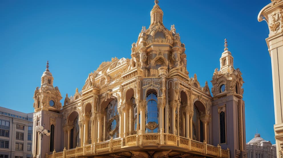 Architecture gold building stock illustration. Illustration of ...