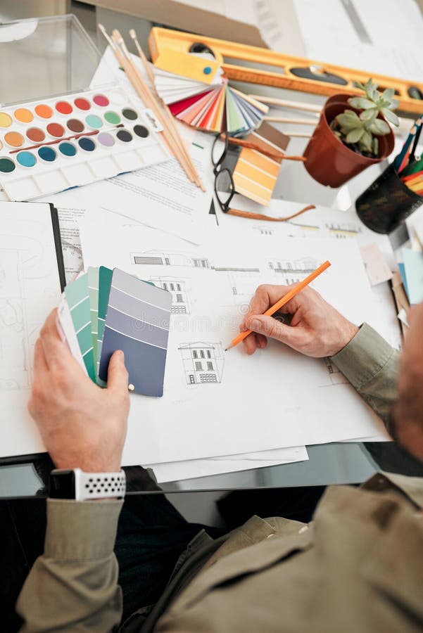 Architecture, Hands and Drawing on Blueprint in Office for Creativity ...