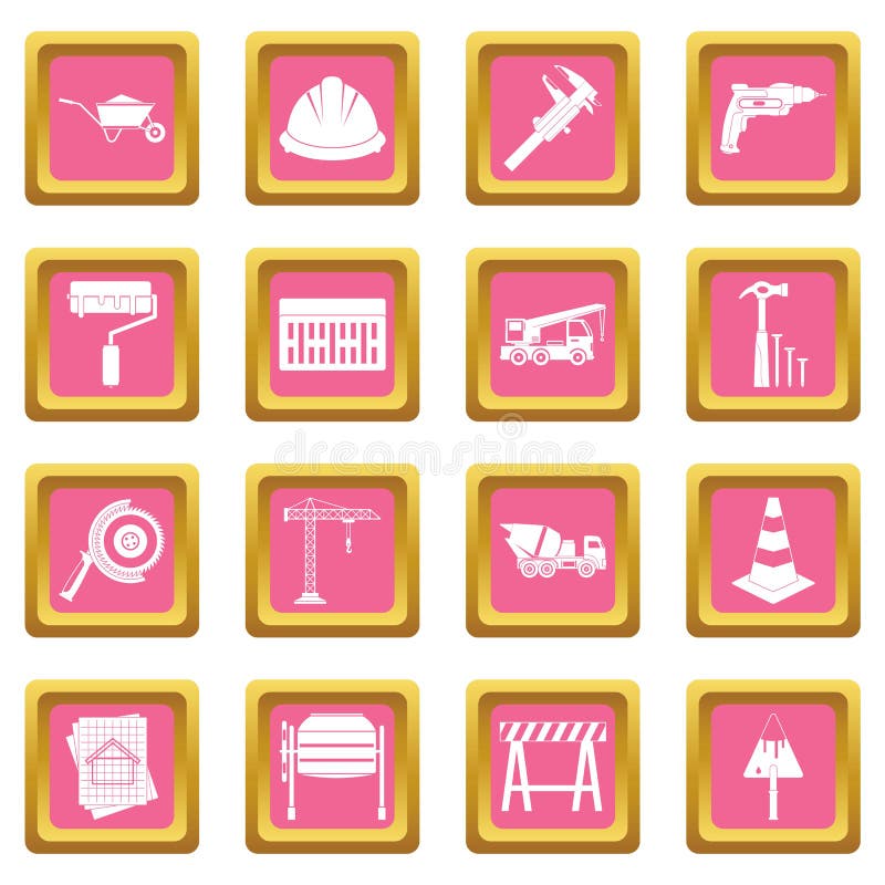 Architecture icons pink stock vector. Illustration of roller - 98479010