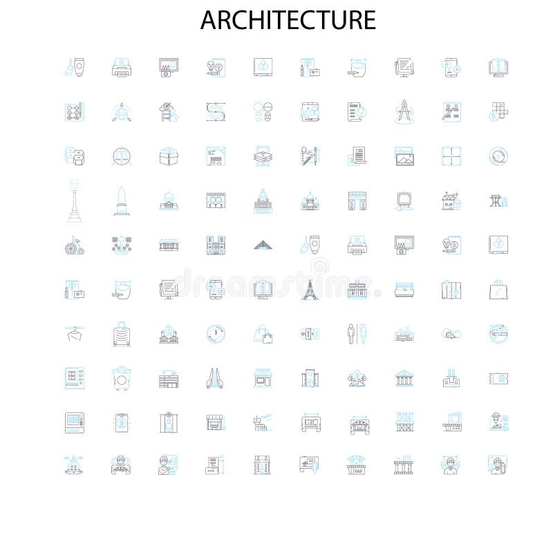 Architecture Icons, Signs, Outline Symbols, Concept Linear Illustration ... Architecture Icons, Signs, Outline Symbols, Concept Linear Illustration ...