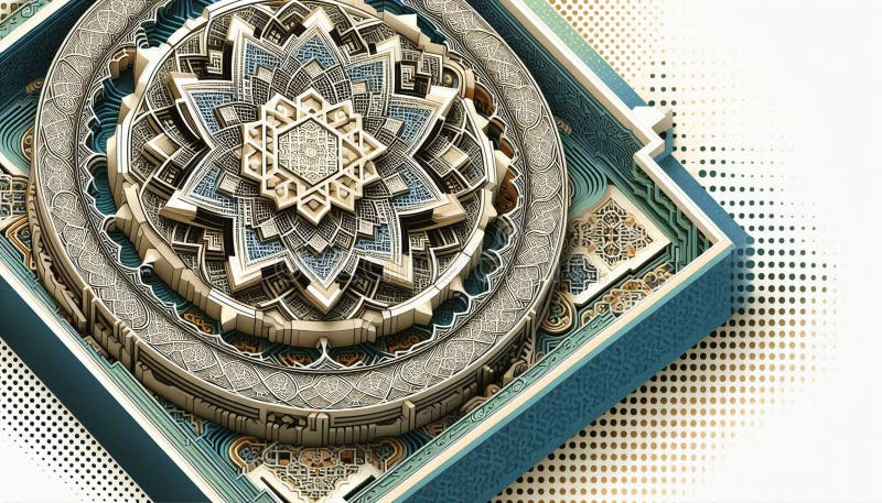 Islamic Architecture-Inspired 3D Abstract with Halftone and Nature ...