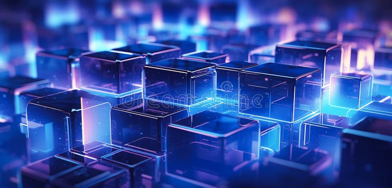 The Architecture of Interconnected Blue Cubes Stock Illustration ...