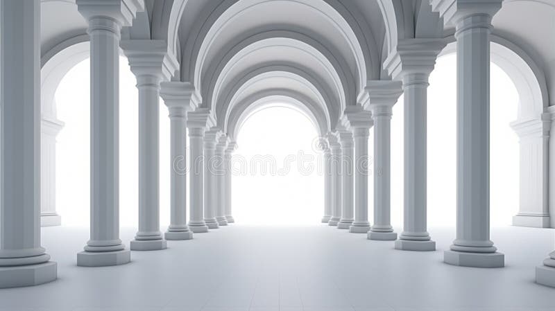 Architecture Interior Background Blank Room with Columns. Abstract ...