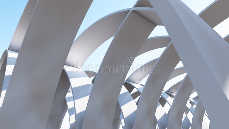 Futuristic Architecture Background Design Columns in Interior 3d Render ...