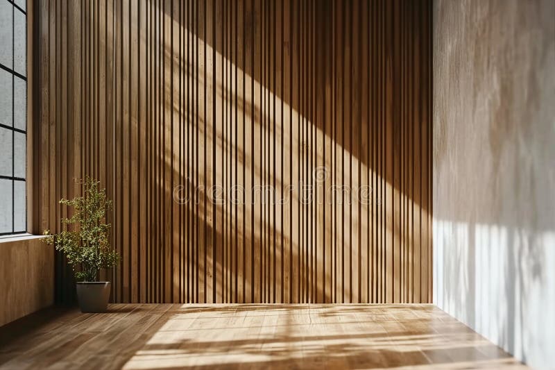 Architecture and Interior Concept Empty Room and Wood Panels Wall ...
