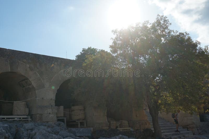 Ancient Storage Rooms with Artifacts at the Acropolis of Lindos. Lindos ...